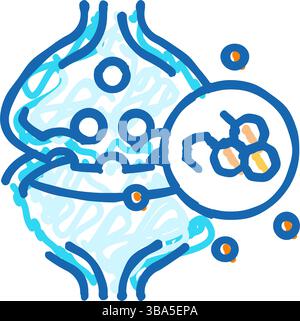 neurotransmitters neuroscience neurology icon doodle illustration Stock ...