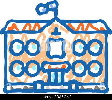 entrance school building icon doodle illustration Stock Vector Image ...