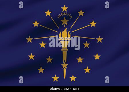 Flag of Indiana. Indiana wavy flag digital vector illustration Stock ...