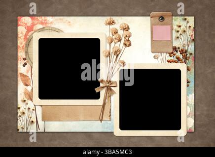 Nostalgic scrapbooking banner with moodboard pictures for scrapbooking ...