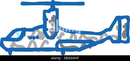 tiltrotor airplane aircraft icon doodle illustration Stock Vector Image ...