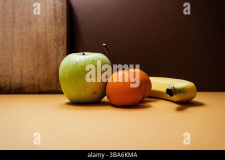 Peaches, plums, bananas on display at outside fruit and veg stall ...