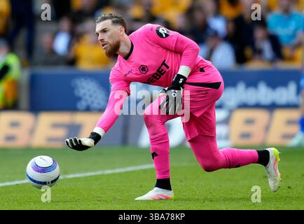 Wolverhampton Wanderers goalkeeper Jose Sa clears a cross during the ...