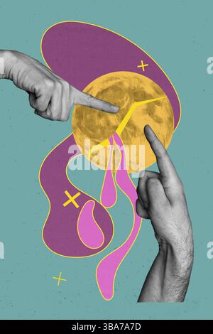 Vertical banner 3d art pop image collage of happy businesswoman ...