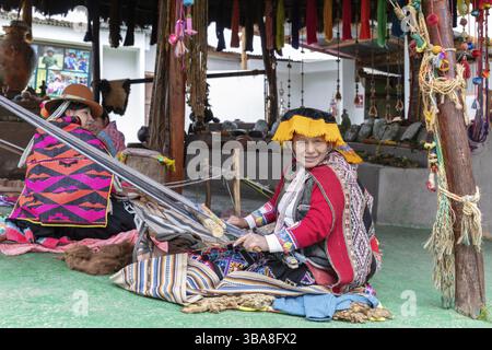 Traditional Peruvian weaving mill, alpaca and llama farm, near Cusco ...