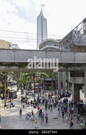 View of the Parque Berrio metro station inMedellin, Colombia. The metro ...