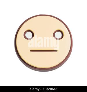 Emotionless face 3d illustration. Cartoon character isolated on white ...