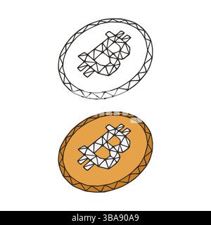 Bitcoin coin polygonal icon. Cryptocurrency low poly art isolated on ...