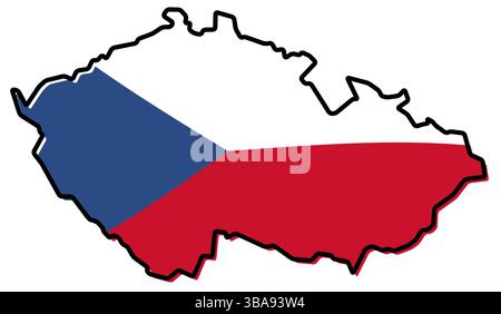 Simplified map of Czechia (Czech republic) outline, fill and stroke are ...