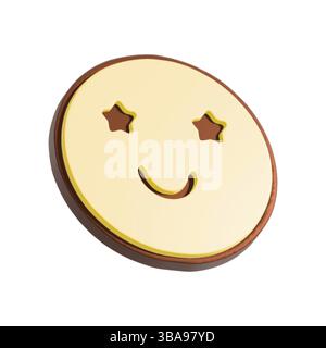Cute famous smiley face 3d illustration. Cartoon character isolated on ...