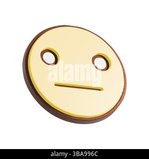 Emotionless face 3d illustration. Cartoon character isolated on white ...
