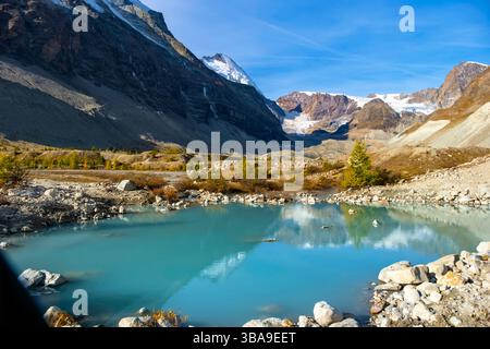 Small glacial lake near Matterhorn mount Zermatt Switzerland alps Stock ...