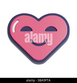Happy heart smiley face 3d illustration. Cartoon heart character ...