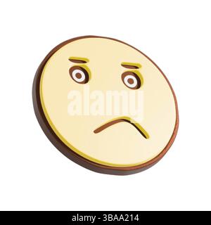 Sad face 3d illustration. Cartoon character isolated on white ...