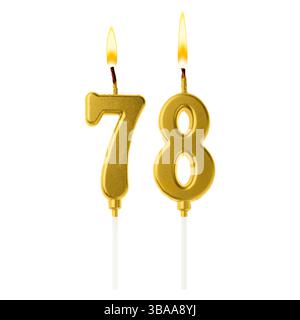 birthday cake with candles number 78 isolated on white background Stock ...