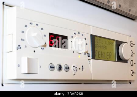 German error message on the control unit of a condensing gas boiler ...