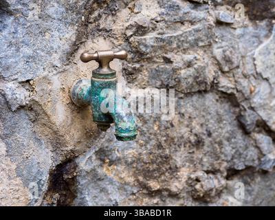 Old taps, Kalopanayiotis Village, Troodos Geopark, Cyprus Stock Photo ...