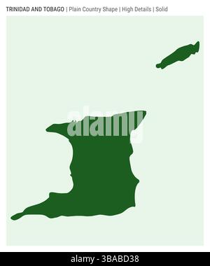 Trinidad and Tobago plain country map. High Details. Outline Regions ...