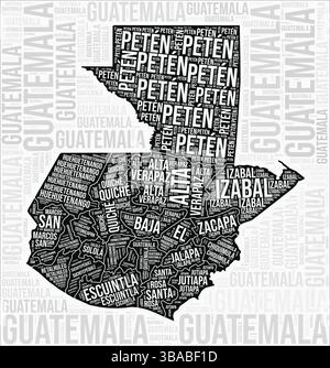 GUATEMALA map design. Country names in different languages and map ...