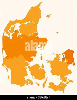 Map of Denmark with regions. Just a simple country border map with ...