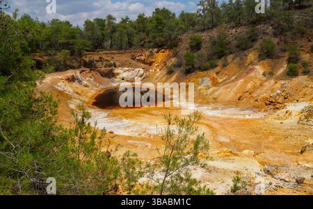 South Mathiatis mine, abandoned sulfide mine with ancient tunnels, 1930 ...