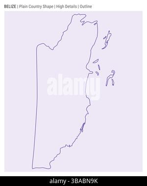 Belize plain country map. High details. Outline regions style. Shape of ...