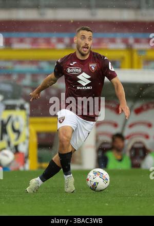 Turin, Italy. 2 May 2025. Nikola Vlasic of Torino FC celebrates with ...