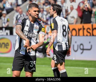Newcastle United's Bruno Guimaraes (left) and Manchester City's Phil ...