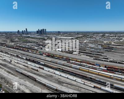 Aerial view of Canadian National Railway's MacMillan Yard and autorack ...