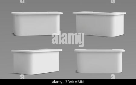 Reception tables set - white modern desk counters for office, hotel ...