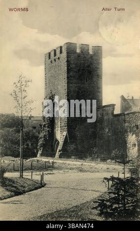 A postcard image of the Alter Turm (Old Tower) in Worms, Rheinland ...