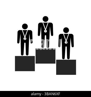Set of stick figures, athletes awards podium on a white background ...