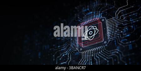 Quantum Computing Revolutionizing Information Processing Illustrated on a Processor Touched by a ...