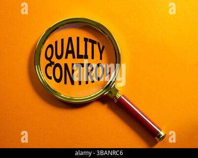 Quality Control symbol. Magnifying glass with words Quality Control ...