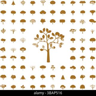 Big collection golden Trees. Vector illustration Stock Vector Image ...