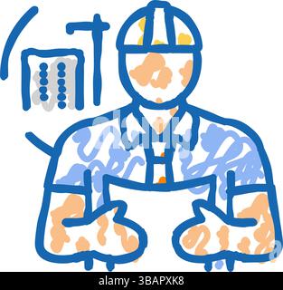 building superintendent repair worker icon doodle illustration Stock ...