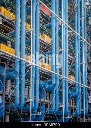 Paris, France - 05 12 2025: Pompidou Center: detail view of the facade ...