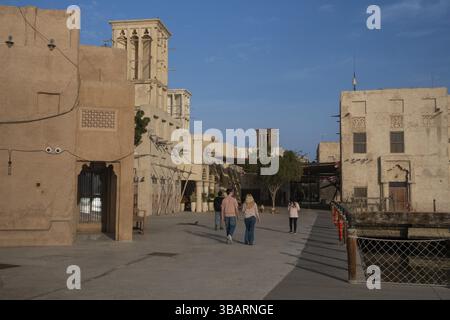 Al Seef historical area in the early morning light, Dubai Creek, Dubai ...