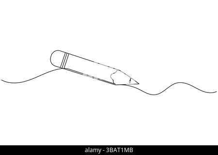 Pencil icon continuous one line drawing isolate outline vector ...