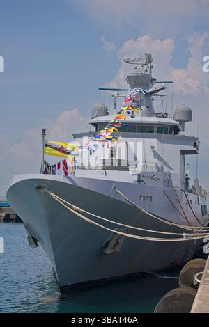 Royal Brunei Navy offshore patrol vessel KDB Darulaman (OPV 08) departs ...