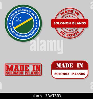 Solomon Islands round stamp. Round logo with country map and title ...