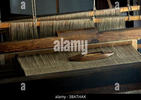 A shuttle of an old loom, close-up view Stock Photo - Alamy