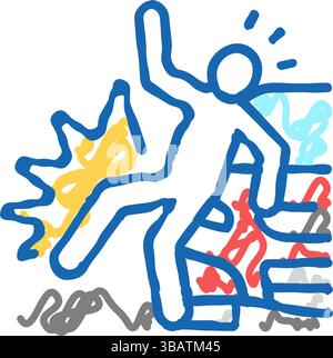 machine hit man accident color icon vector illustration Stock Vector ...