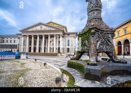 Historic Munich cobbled street and architecture view, capital of ...