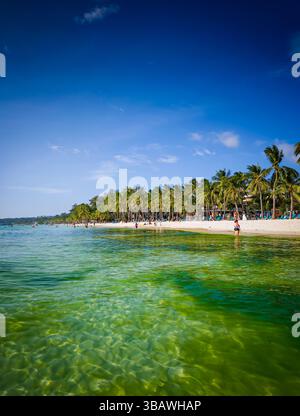 05 13 2025 - Boracay, Philippines. Massive algae bloom making emerald ...