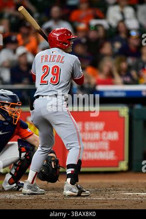 Cincinnati Reds' TJ Friedl, center, reacts after hitting a two-run ...