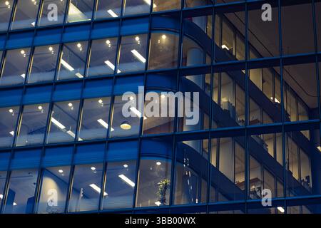 modern glass business building at night Stock Photo - Alamy