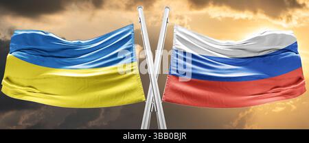 negotiations in Turkey 2025 flags russia vs ukraine Stock Photo - Alamy