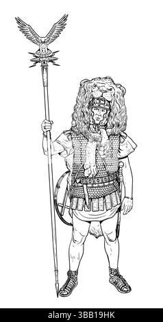Roman legionary or aquilifer (eagle-bearer) and examples of eagles or ...