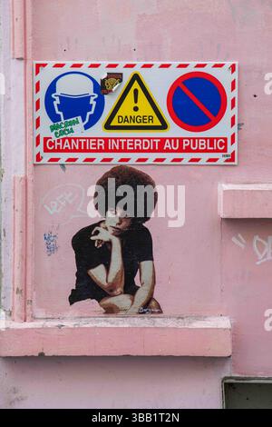 Montmartre street art: wheatpaste poster Coccinelle by Grüne in 18th ...